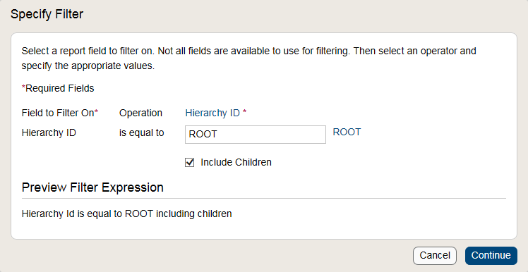 Filter the report data
